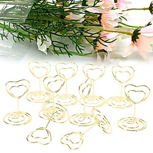 20Pcs Table Number Holder Heart Shaped Table Number Stands Stable Sturdy Table Card Holder Stand Metal Table Sign Holders Place Card Holder for Wedding Centerpieces Bridal Shower Birthday(Gold)