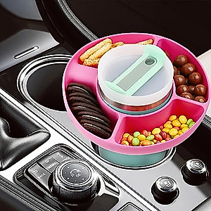 YUBIRD Snack Ring for Stanley Cup, Snack Tray for Stanley Cup 40 Oz, Silicone Snack Bowl Compatible with Stanley 40 Oz, Snack Holder for Stanley Cup (Pink)
