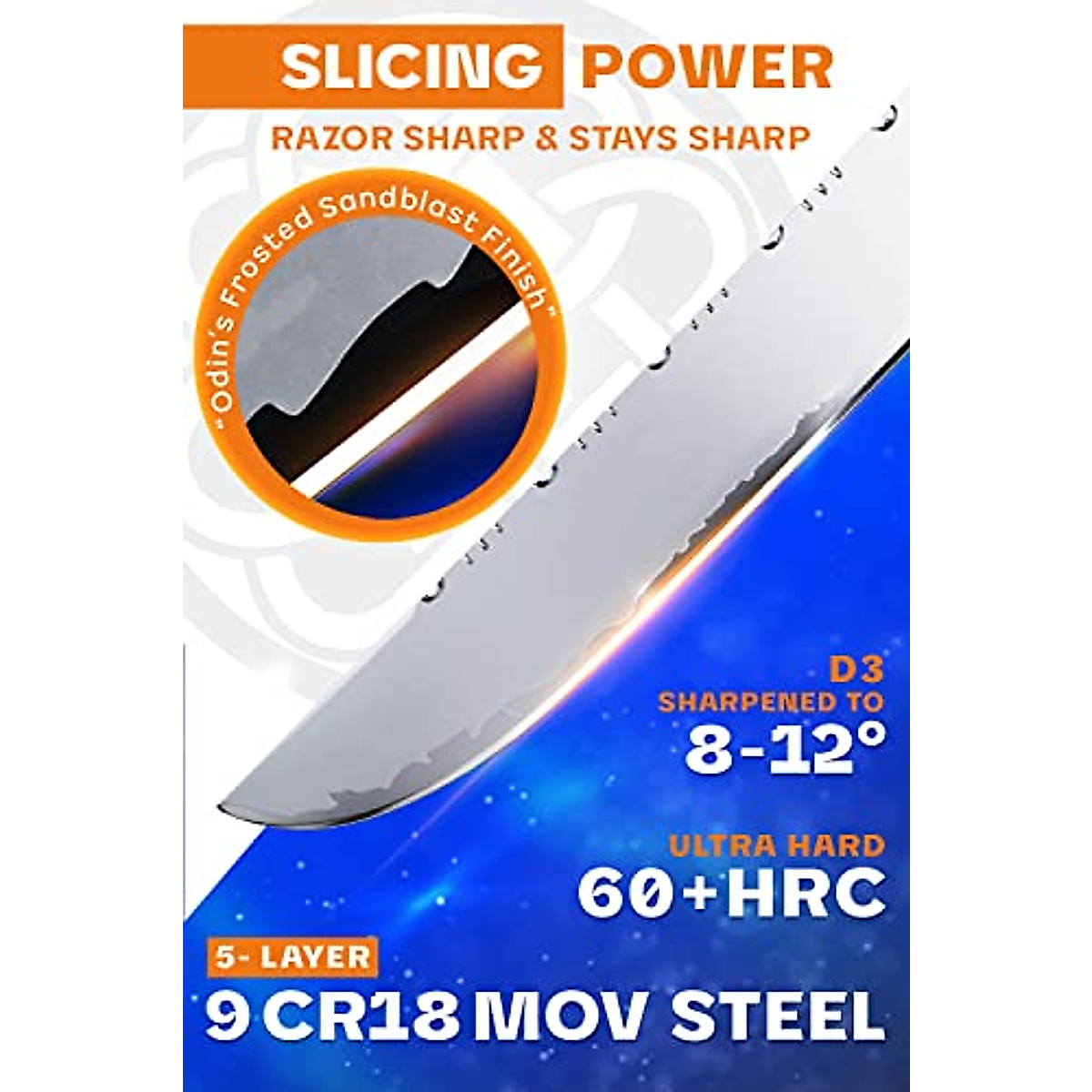 Dalstrong Slicing & Carving Knife - 12 inch - Valhalla Series - 9CR18MOV HC Steel - Celestial Resin & Wood Handle - Razor Sharp Kitchen Knife - w/Leather Sheath