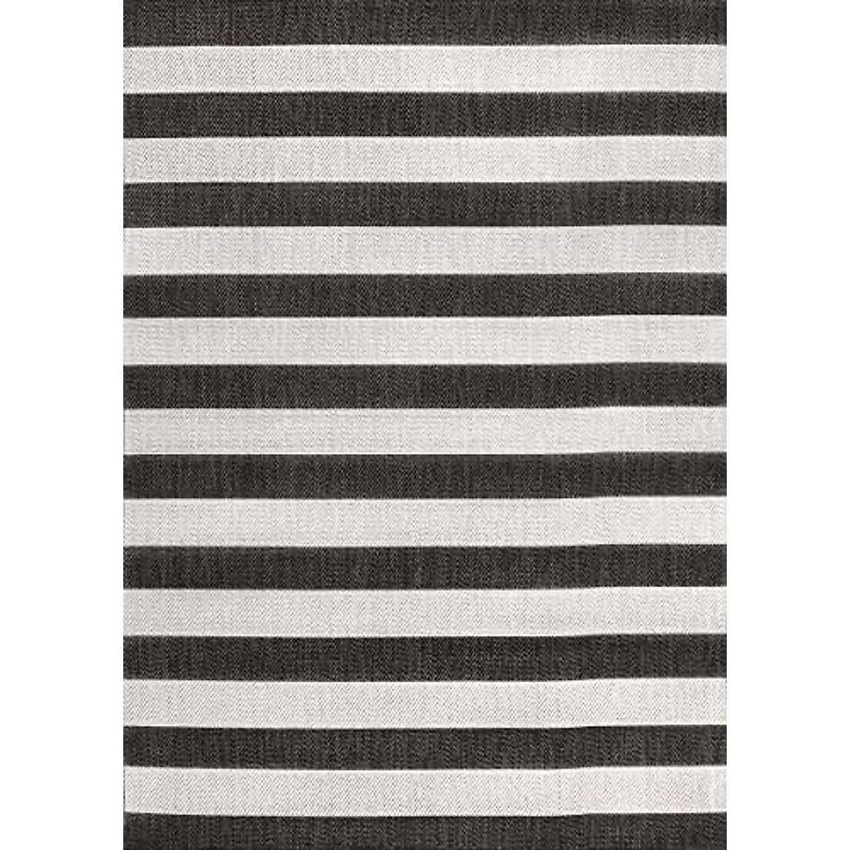 JONATHAN Y SMB203C-5 Negril Two-Tone Wide Stripe Indoor Outdoor Farmhouse Transitional Traditional Area Rug,High Traffic,Kitchen,Living Room,Backyard,Non Shedding,5 X 8,Black/Cream