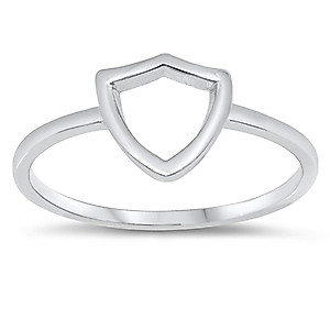 Classic Simple Open Shield Crest Ring New .925 Sterling Silver Band Size 4