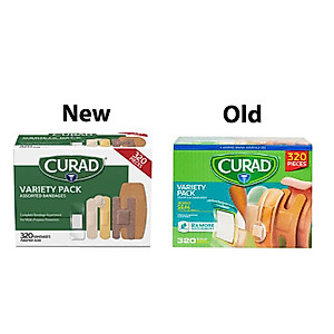 Curad Bulk Variety Pack Assorted Bandages, Flex-Fabric, Waterproof, Plastic, Knuckle, Heavy Duty Bandages (320Count)