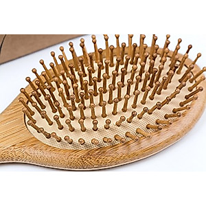 SHARCA Premium Wooden Bamboo Hair Brush with Ball Tipped Bristles from Natural Wood. Organic, Biodegradable, No plastic