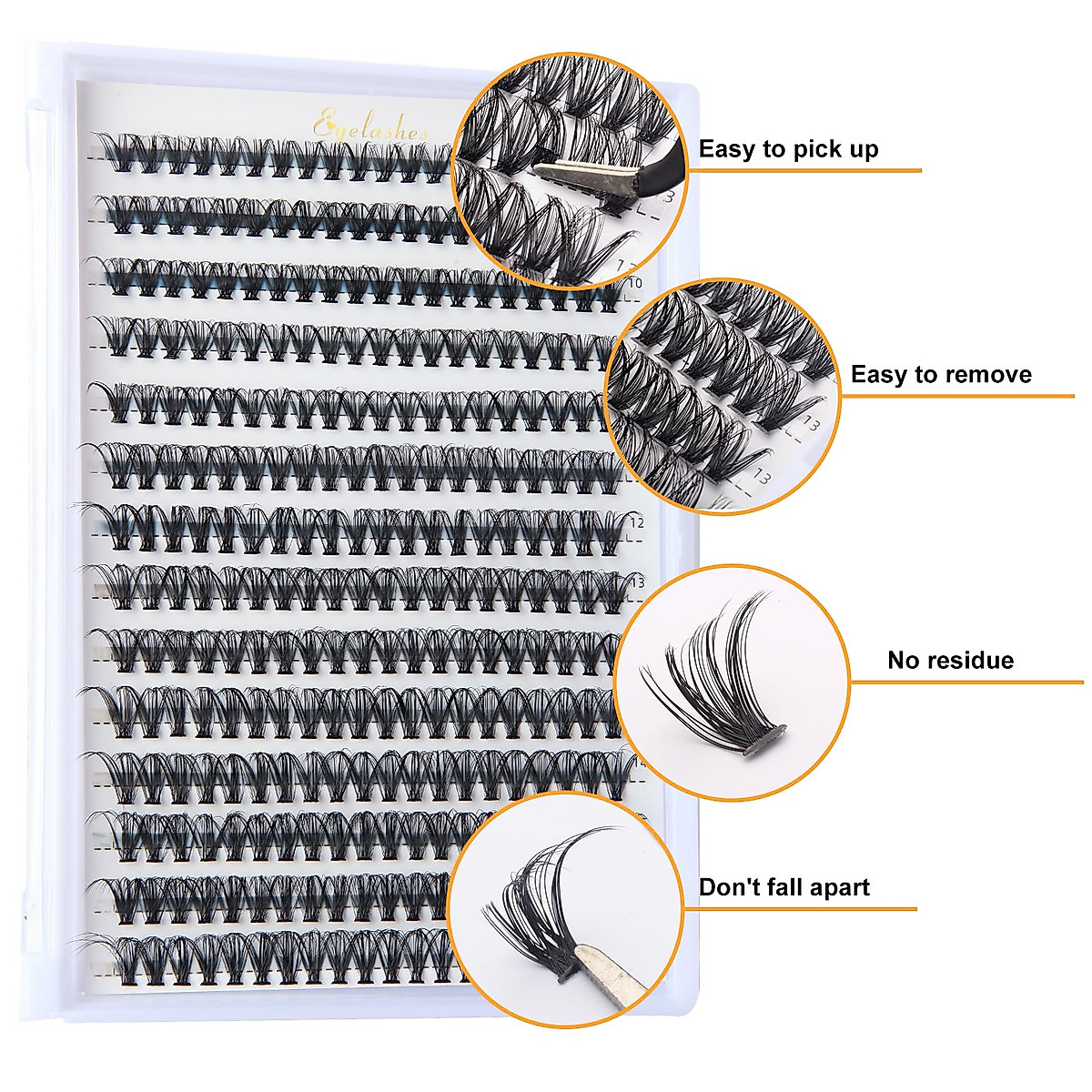 VENUSPEARL Lash Clusters 0.07D-9-16MIX LASH Individual Lashes 280 Clusters False Eyelash 30D 40D Cluster Eyelash Extensions Individual Lashes Cluster DIY Lash Extensions at Home (30+40-0.07D,9-16MIX)