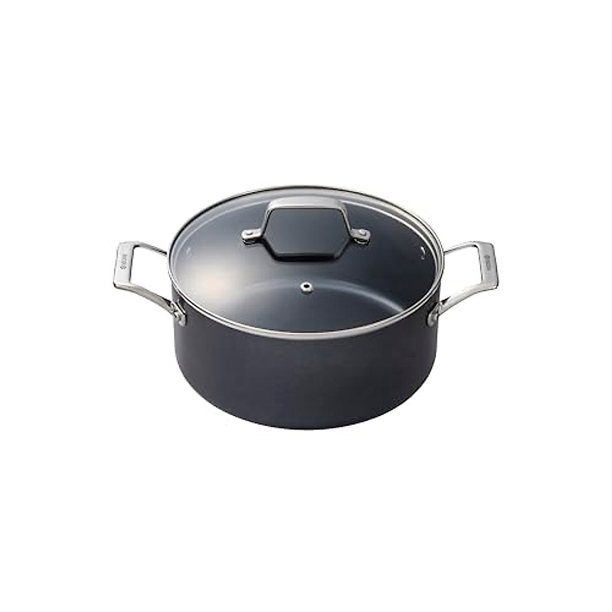 Kyocera Ceramic Cooking Pot with Ceramic Non-Stick Coating 24 cm PFAS/PTFE Free Stainless Steel Handles Suitable for All Hob Types Includes Glass Lid CSTP-09