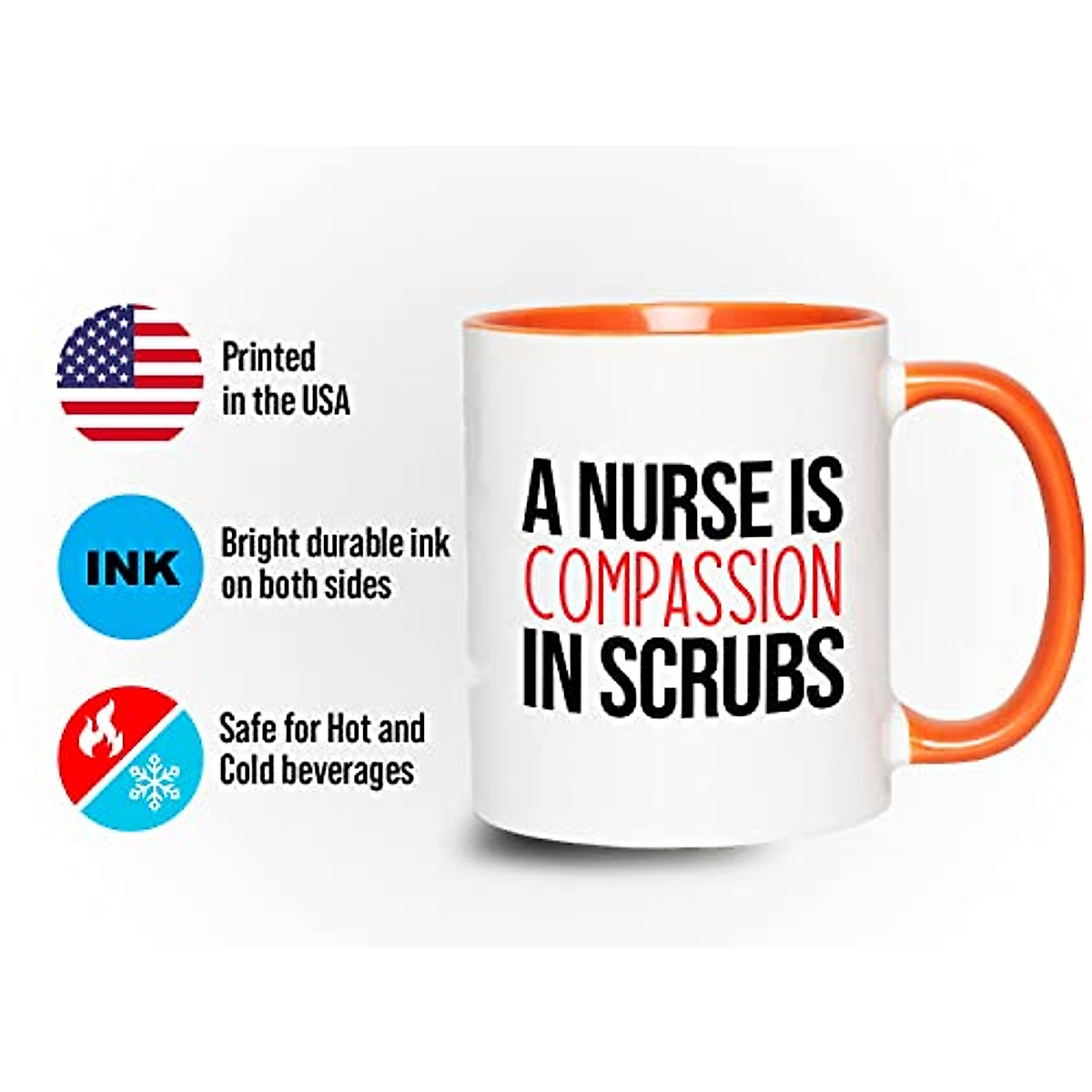 Bubble Hugs Nurse 2Tone Orange Mug 11oz - A nurse is compassion - Labor Clinical Certified Nursing Assistant Surgical Emergency Oncology Practitioner