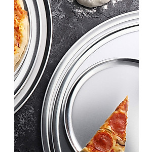New Star Foodservice | Commercial Aluminum Pizza Tray Pizza Pan Coupe Style (Silver, 14-Inch)