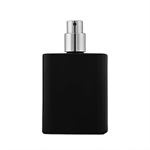 Enslz 50ml （1.69Oz） Thick Square Flint Glass Refillable Perfume Bottle, Square Portable Cologne Atomizer Empty Bottle with Spray Applicator For Travel (Black)