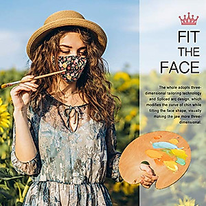 Cloth Face Maks Washable Reusable for Women Men Build-in Nose Wire&Filter Pocket with 9 Filters Adjustable Breathable 3 Layers Cotton Cup Dust Safety Protection Fabric with Designer Printed(9 Pcs)
