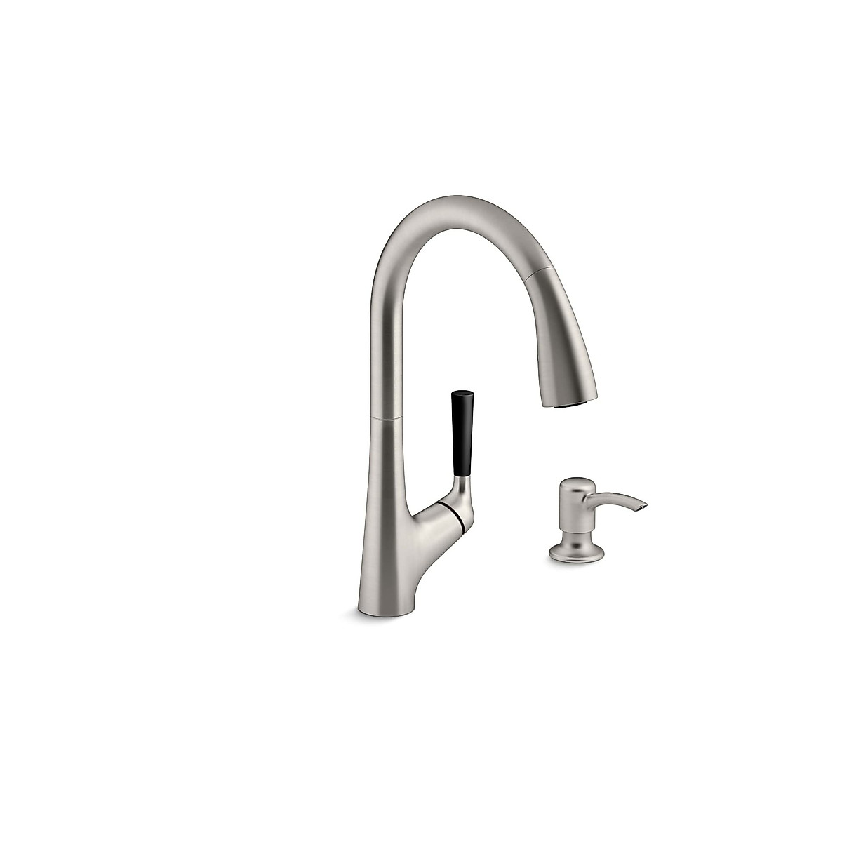 Kohler K-R562-SD-VS Malleco Pull-down Kitchen Sink Faucet with Soap/Lotion Dispenser, Vibrant Stainless