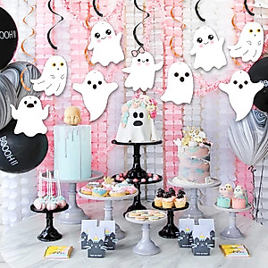 K KUMEED Halloween Decorations Hanging Swirls 20pcs, Ghost Hanging Decorations Perfect for Home Indoor Outdoor Halloween Baby Shower Party Decorations