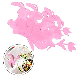 ABOOFAN 8pcs Easter Bunny Utensil Cutlery Holder Pouch Bags Rabbit Silverware Sleeve Fork Spoon Pocket Easter Table Decoration for Holiday Spring Easter Party Favor Pink