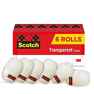 Scotch Transparent Tape, 3/4 in x 1296 in, 6 Boxes (600-6PK)