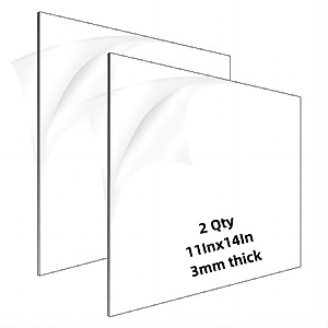 YFYCUSA 2-Pack 11"x14" Clear Acrylic Sheets 1/8" Thick(3mm), Plexiglass Sheets for Laser Cutting, for Process Projects, Replacement Frame Glass, DIY Display, Easy to Cut