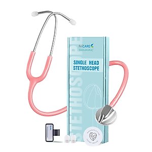 FriCARE Pink Single Head Stethoscope - Stethoscopes for Nurses Medical Nursing School Students - Estetoscopio Supplies for Study, StethoMedic Essentials, Ideal for Blood Pressure Monitoring, 30 inch