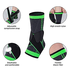 Ankle Support Braces (1Pair), Breathable Ankle Compression Sleeves with Adjustable Wrap,Elastic Ankle Brace Stabilizer for Plantar Fasciitis,Achilles Tendonitis,Sprained Ankle Pain Swelling Relief