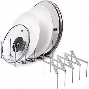 GREATLINK 1PCS Pot Lid Organizers, Dish Rack to Store Houseware, Plate Rack While Cooking, Kitchen Cabinet Pantry Pan and Pot Lid Organizer Rack Holder