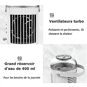 Portable Car Air Conditioner - 400ml water tank Camping Ac - Air Conditioner Portable with 3 speeds, USB Charging | Mini Air Conditioners for Room, Office and Outdoors