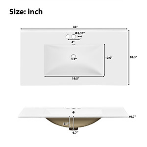 Harper & Bright Designs 36" Bathroom Vanity with Sink, Free Standing Single Basin Vanity Set with Cabinet and 3 Drawers, Modern Wooden Bathroom Cabinet with Ceramic Basin for Bathroom, Green
