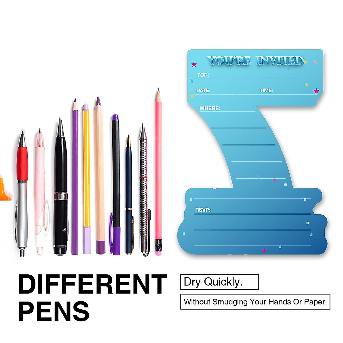 20 Ice Queen 7th Birthday Party Invitations with Envelopes Double Sided Blue Winter Snowflake Shaped Fill-in Invitations Invites for 7 Year Old