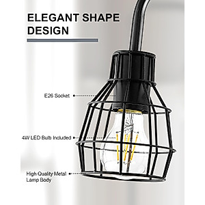 Oneach 63.75" Industrial Floor Lamp Modern Black Floor Lamp with Footswitch Metal Reading Tall Pole Light with 4W LED Bulb Standing Tall Lamp for Living Room Bedroom Office E26 Base