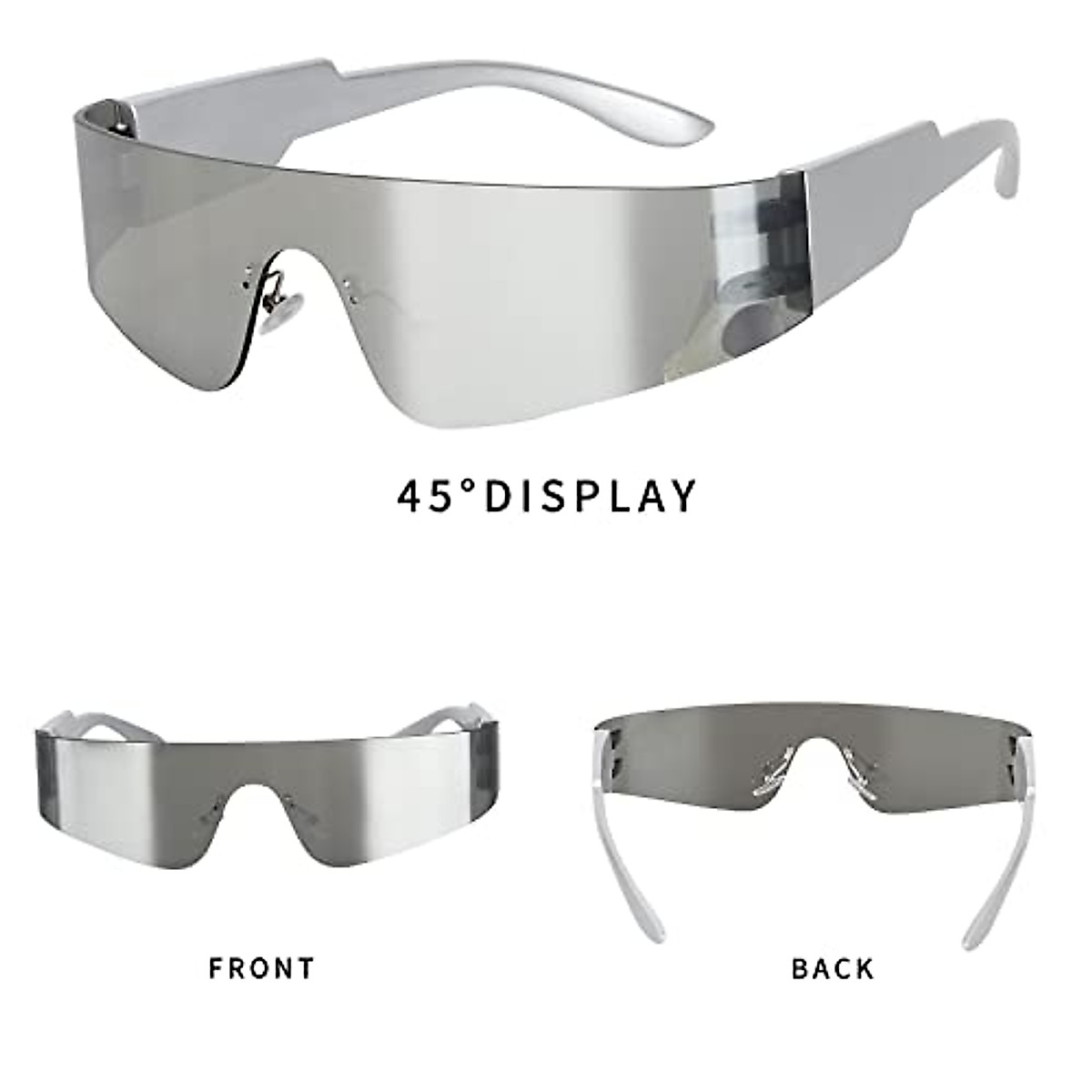 Y2K Trendy futuristic surround fashion rimless glasses sunglasses for women men,cyberpunk version of silver sunglasses rave party (Pink Sunglasses2)