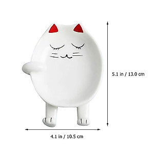 Luxshiny Spoon Rest Cat Spoon Rests ceramic utensil rest Pot Cover Holder spoon and chopstick stand for Stove Kitchen Japanese Decor