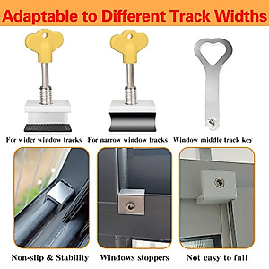 Tahikem 4 Sets Sliding Window Locks, Security Window Lock with Key, Aluminum Window Stoppers for Vertical & Horizontal Slide Door, Adjustable Security Locks, for Child Home Bedroom Double Hung Windows