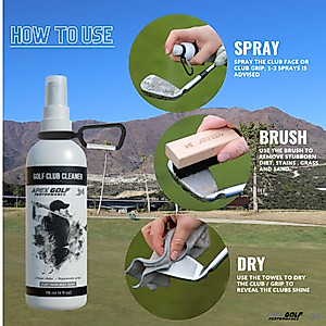 Golf Club Cleaner (236ml) with Golf Club Brush Golf Cleaning Kit Golf Club Brush Groove Cleaner/Golf Club Cleaner Brush. Golf Iron Cleaner/Club Cleaner - Golf Stocking Stuffers, Golf Eraser