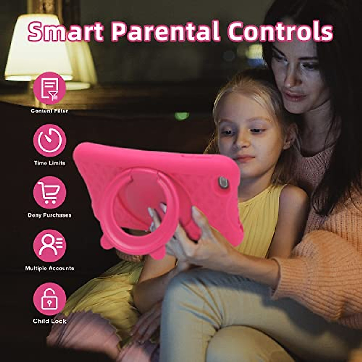 HAOVM Kids Tablet, 8 Inch Android 11.0 Tablet for Kids, 2GB RAM, 32GB ROM, Learning Apps - Pink Kid-Proof Case