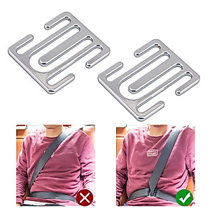 Car Seat Belt Clip Seat Belt Adjuster Buckle Comfortable Universal Shoulder Neck Seatbelt Lock Positioner Latch for Adults, Kids, Pregnant, Fat Man 2Pack Silver TXZWJZ