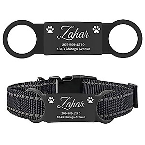 JATEBI 2 Pack Personalized Dog Tag, Slide-On Pet ID Tags,Stainless Steel Dog Tags, No Jingle Slide on Cat ID Tag, Custom Engraved No Noise Animal Identification Tag(L Black)…