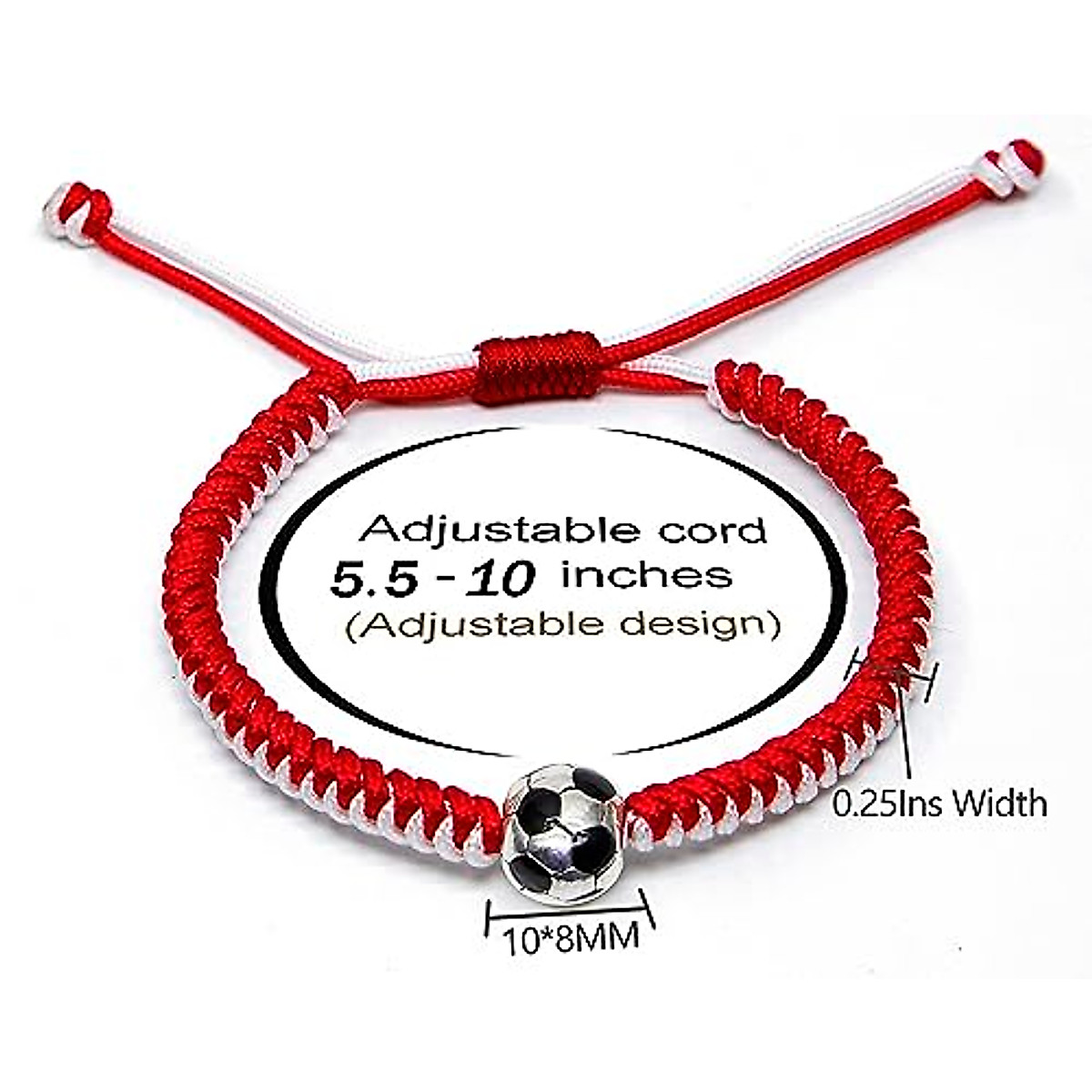 MANYC Soccer Bracelets for Men Women and Kids - Stylish Accessories for Soccer Fans Team Spirit Gifts For boys Girls 8-12 and Game Decor… (Black and red 2PCS)