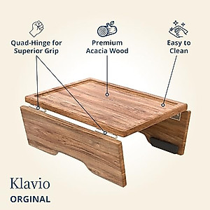 Couch Arm Table Tray with Phone & Tablet Holder – Brown | Premium Clip-On Sofa Arm Tray for Snacks, Drinks, Remotes, and More – Perfect Sofa Side Table for Living Room Comfort