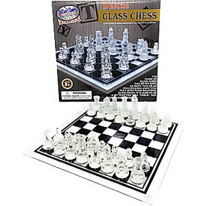 Matty's Toy Stop Deluxe Clear & Frosted Glass Chess Set (10") Small