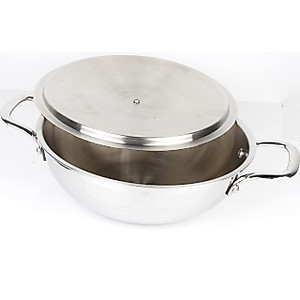 Triply Stainless Steel Kadai with Steel Lid | Everyday Pan, Stir Fry Pan with Triply Base, Saute Chef’s Pan with Glass Lid, Multipurpose Stewpot Skillet, Diameter: 24 cm, Capacity: 2.5 L (2.64 Quart)