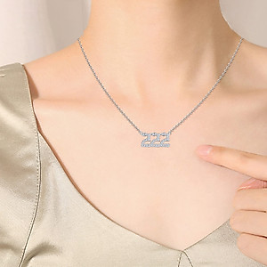 TUGHRA 222 Necklace for Women Xmas Gift 925 Sterling Silver Angel Number Necklaces Numerology Jewelry Gifts Dainty 5A Cubic Zirconia Christmas Gift for Women