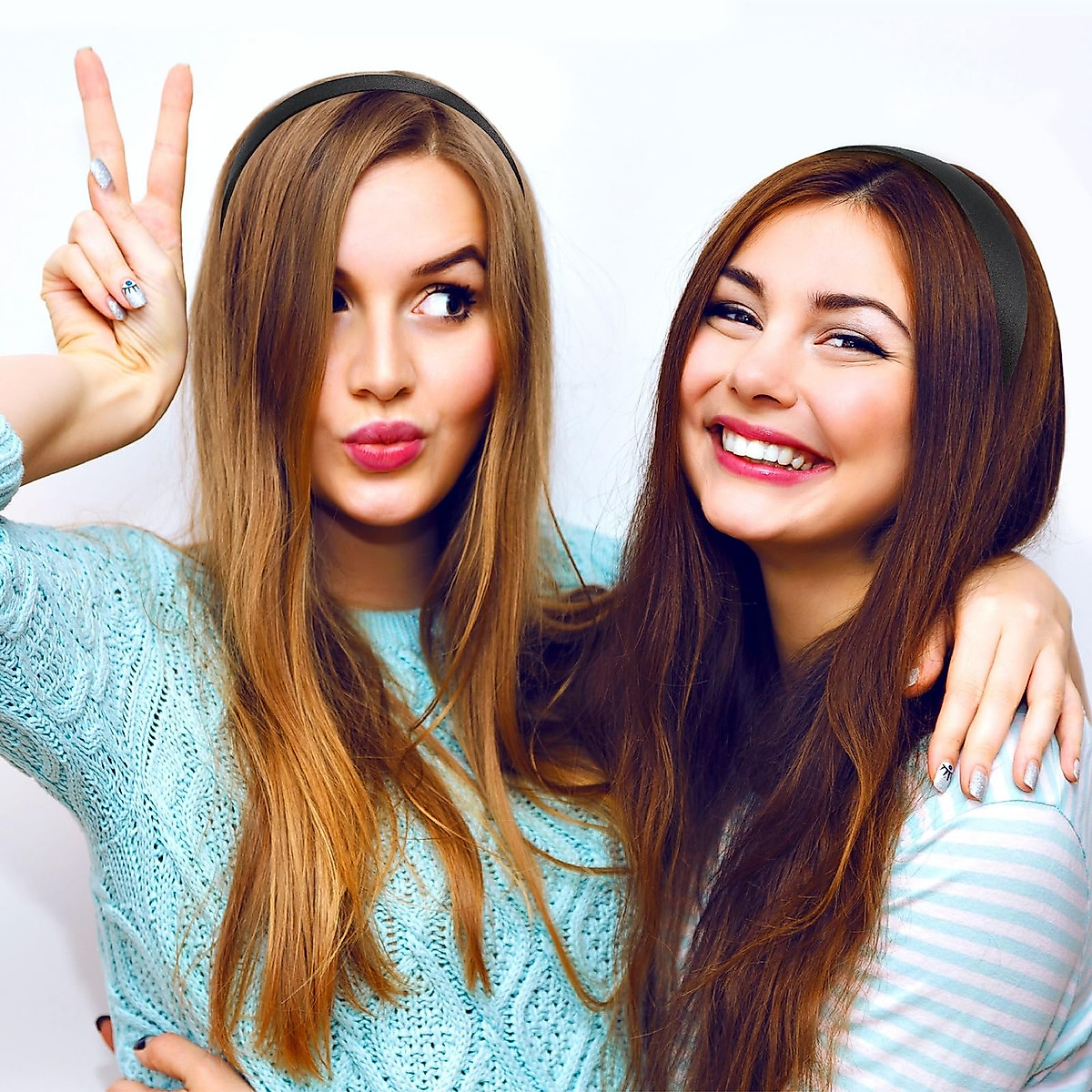 Genie Crafts 24 Pack Black Headbands for Women - 1 Inch Wide Non-slip Satin Headband for DIY (4.8 x 5.75 x 1)