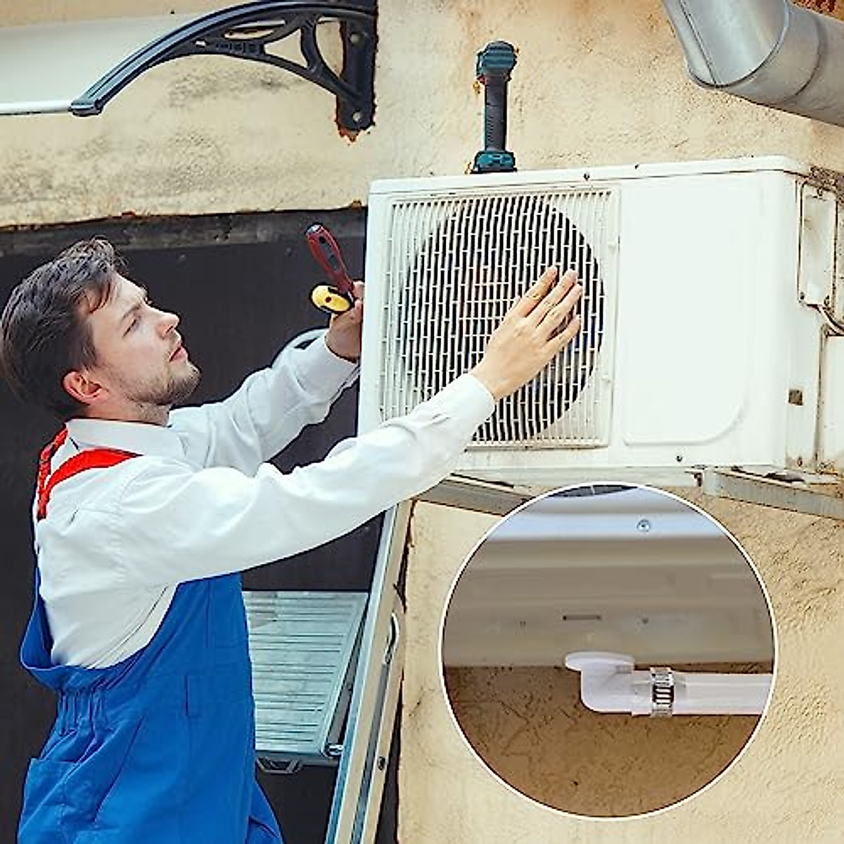 Ucandy 10ft Universal Air Conditioner Drain Hose,AC Drain Hose Elbow Fitting(3/5 inch),Window Air Conditioner Drain Kit for Window AC and Mini Split Units (White-1 Pack)