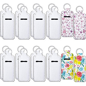 Hicarer 20 PCs Sublimation Lipstick Holder Keychain Bulk Blank Lipstick Neoprene Clip-on Sleeve Travel Key Ring Holder