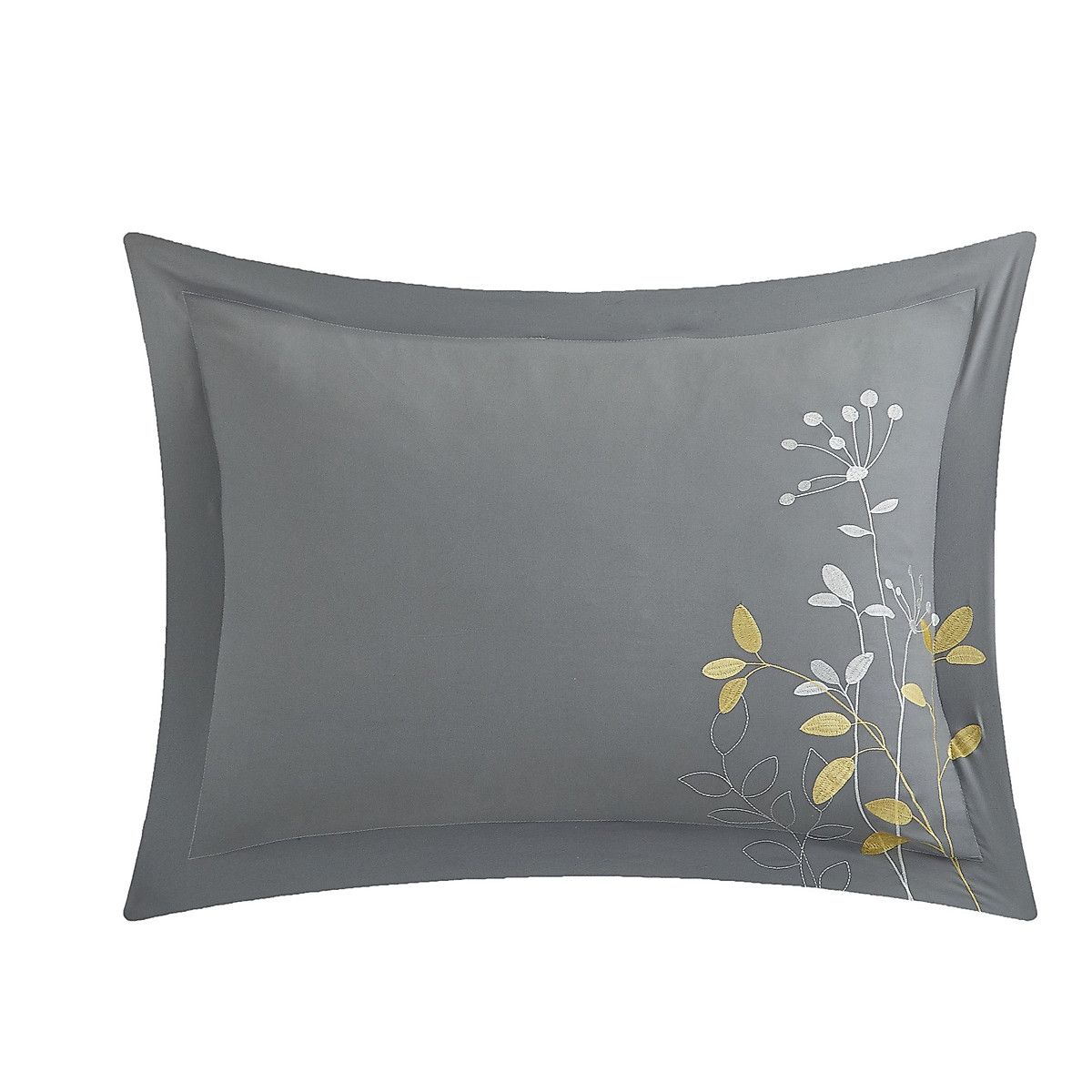 Chic Home Kaylee 3 Piece Cover Set Embroidered Floral Design Backing Zipper Closure Bedding-Decorative Pillow Shams Included, Queen Duvet, Yellow