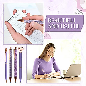 9 Pcs Ballpoint Pens Set Metal Crystal Diamond Pen Liquid Sand Glitter Pen for Journaling Black Ink Pretty Cute Pens Fancy Pens Gifts for Women Girls Back to School Office Desk (Purple)