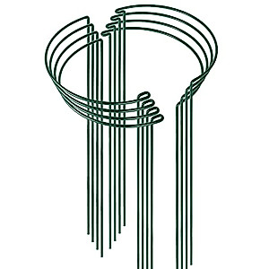 HiGift 8 Pack Plant Support Stakes, 10" Wide x 24" High Half Round Metal Garden Plant Stake Peony Plant Support Cage, Green Plant Support Ring Border for Tomato,Hydrangea,Flower Indoor Outdoor