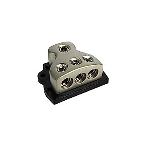 (2PACK) 0 Gauge Input Distribution Block Three 4 Gauge Output Car Audio in Out AWG 12 V