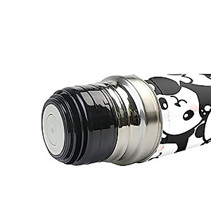 ALAZA Cute Panda Stainless Steel Water Bottle Vacuum Insulated Double Wall Flask Genuine Leather Cover 17 OZ