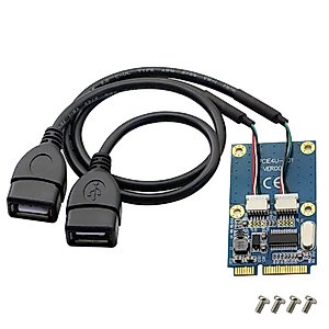 Mini PCI-E to Dual 5 Pin 2 Prots USB Adapter,Mini PCI Express to 5 Pin 2 Port Female USB2.0 Converter Card Expansion Card for USB Wireless Mouse Receiver,USB Bluetooth Adapter USB WiFi Adapter Etc.
