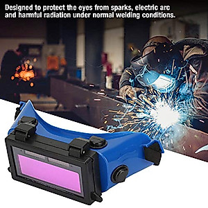 Welding Goggles Auto Darkening - Solar Auto Darkening Eye Mask Welding Goggles Welder Eye Protective Welding Glasses Mask Helmet (Blue)