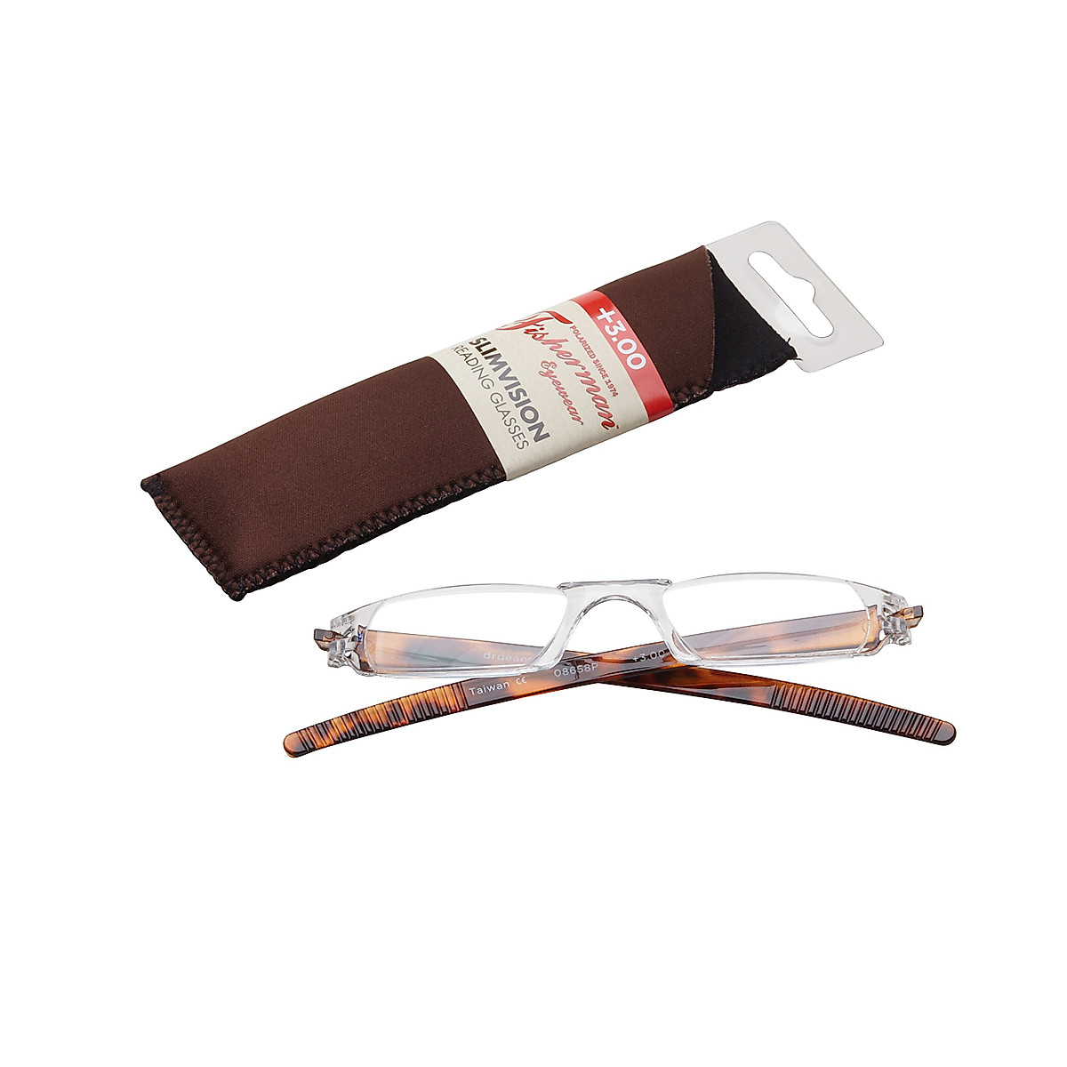 Fisherman Eyewear Slim Vision Rimless Reading Glasses, Tortoise (+3.00)