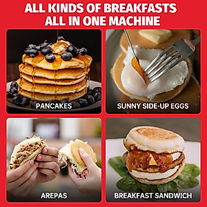 SugarWhisk Double Mini Pancakes Maker Machine, Arepa Maker, Electric Pancake Maker Griddle, Ideal for Pancakes, Cookies, Eggs, Arepas & Breakfast Sandwiches, White, 4 Inch