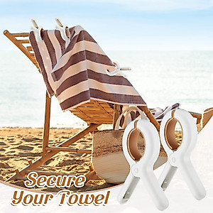 Tanlade 48 Pcs Beach Towel Clips Strong Plastic Clothes Pins Pool Beach Chair Clips Heavy Duty Laundry Clips Quilt Drying Clothespins Holder to Dry Laundry on Clothesline and Hanging Rack (White)
